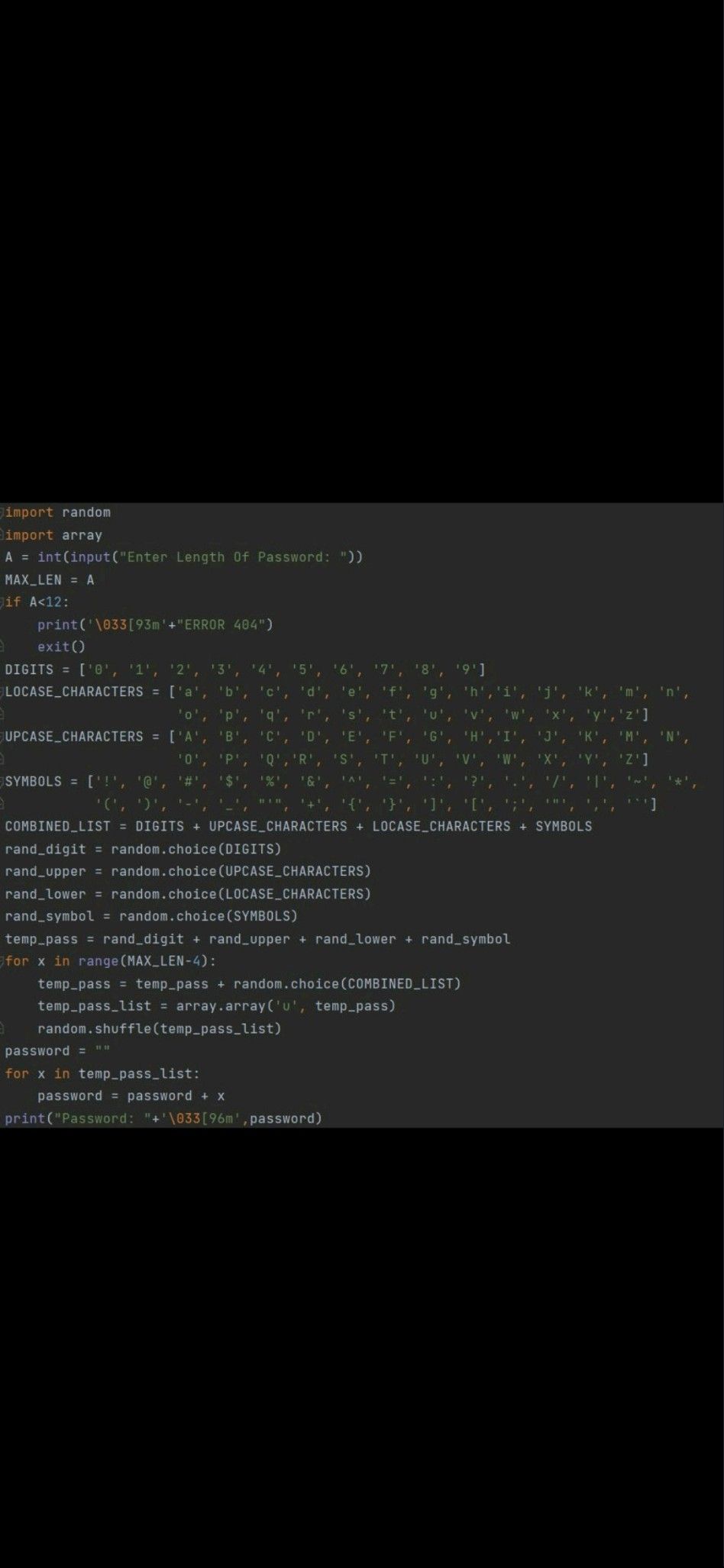 Harsh yadav on LinkedIn: python project for generating random password. Harsh yadav on LinkedIn: python project for generating random password.