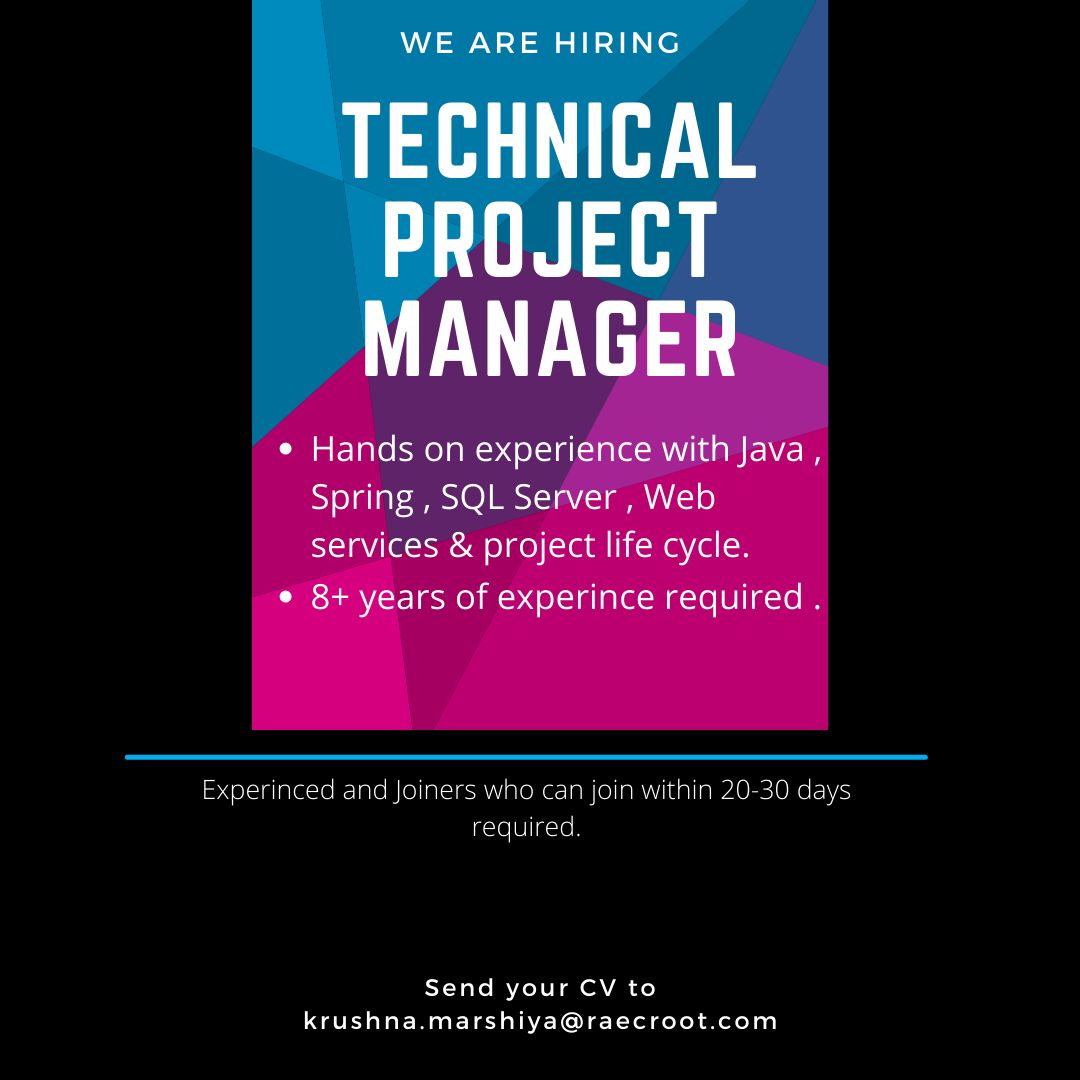 Aalok Agashe on LinkedIn: #hiring #projectmanager Aalok Agashe on LinkedIn: #hiring #projectmanager