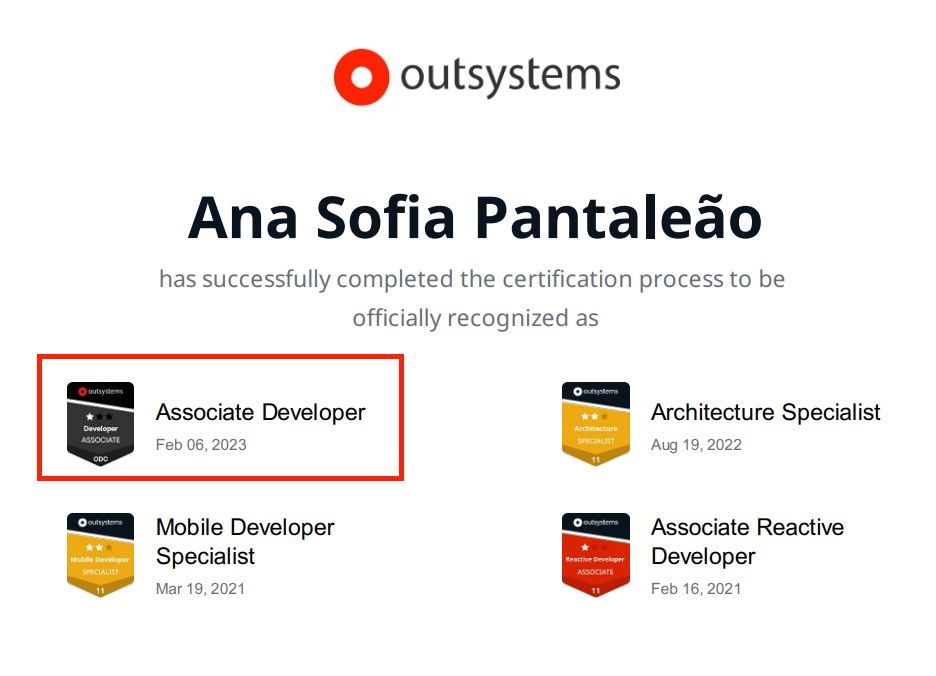 Ana Sofia Pantaleão on LinkedIn: #outsystems #odc #developer Ana Sofia Pantaleão on LinkedIn: #outsystems #odc #developer
