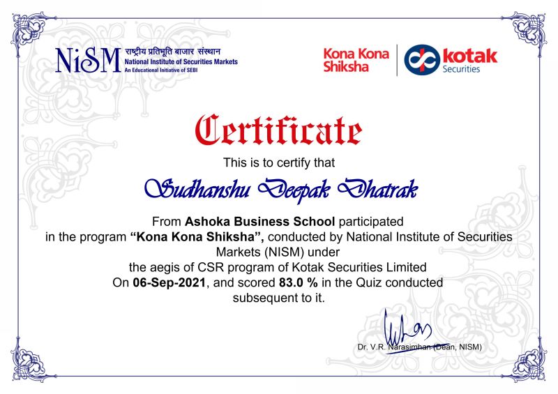 Sudhanshu Dhatrak on LinkedIn: Successfully completed NISM Kona Kona ... Sudhanshu Dhatrak on LinkedIn: Successfully completed NISM Kona Kona ...