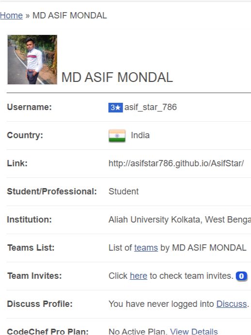 MD ASIF MONDAL on LinkedIn: #codechef #competitiveprogramming #rating MD ASIF MONDAL on LinkedIn: #codechef #competitiveprogramming #rating