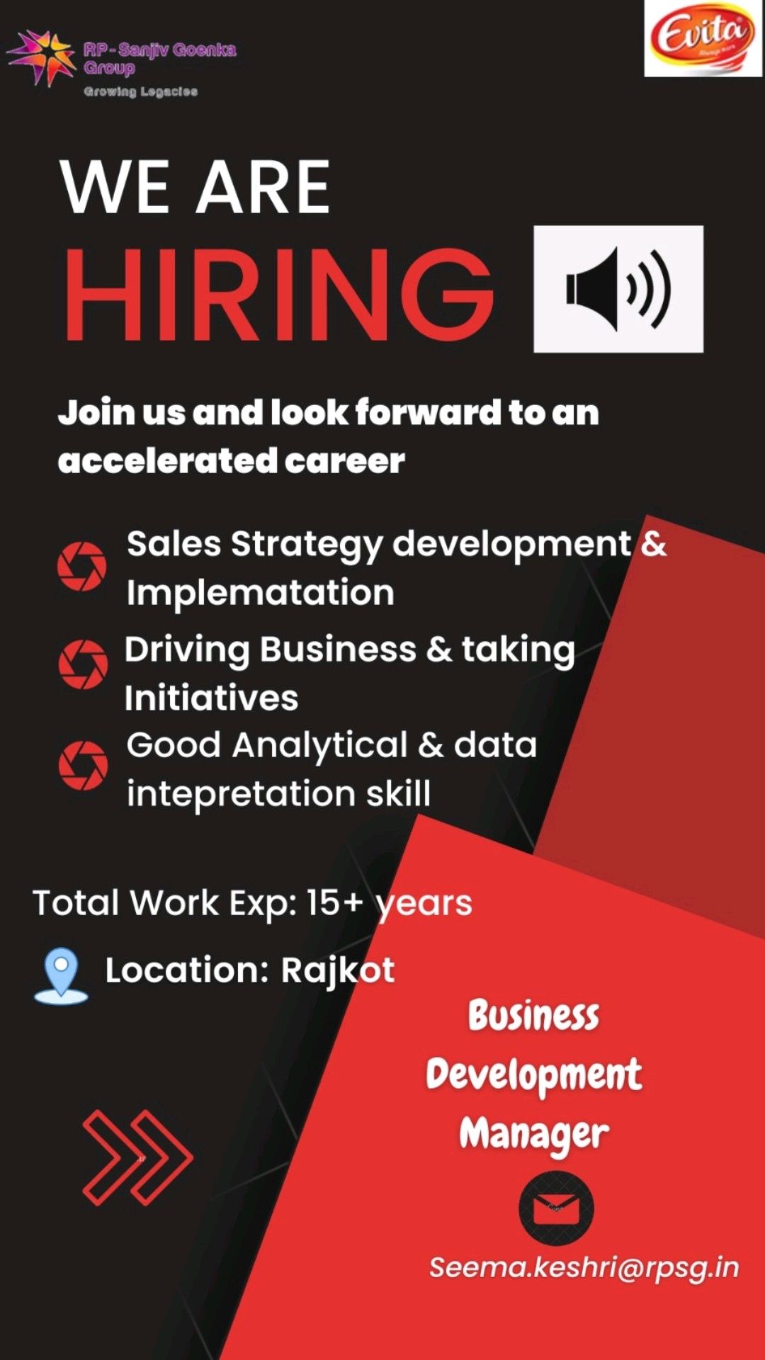 Seema Keshri on LinkedIn: #hiring #businessdevelopmentmanager #rajkot #fmcg Seema Keshri on LinkedIn: #hiring #businessdevelopmentmanager #rajkot #fmcg