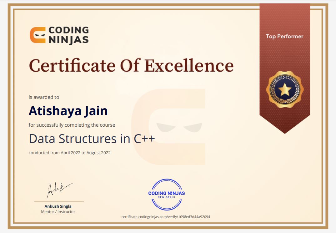 Atishaya Jain on LinkedIn: #coding #codingninjas #coursecompletion # ... Atishaya Jain on LinkedIn: #coding #codingninjas #coursecompletion # ...