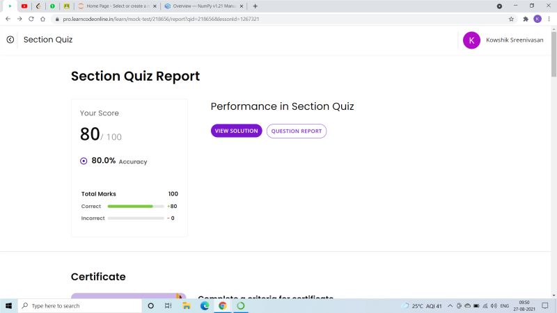 kowshik sreenivasan on LinkedIn: successfully completed numpy test ... kowshik sreenivasan on LinkedIn: successfully completed numpy test ...