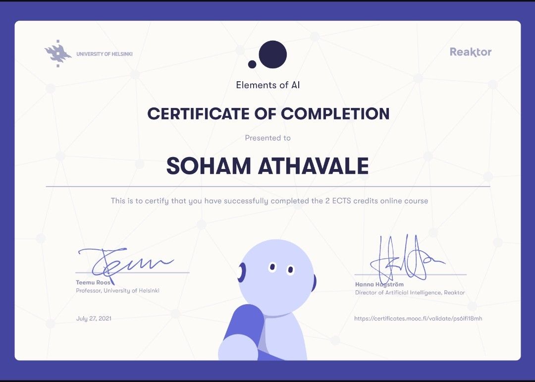 Completed the Introduction to AI Course which is a part of the Elements ... Completed the Introduction to AI Course which is a part of the Elements ...