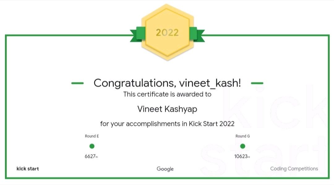Vineet Kashyap on LinkedIn: #google #kickstart #cp #happycoding Vineet Kashyap on LinkedIn: #google #kickstart #cp #happycoding