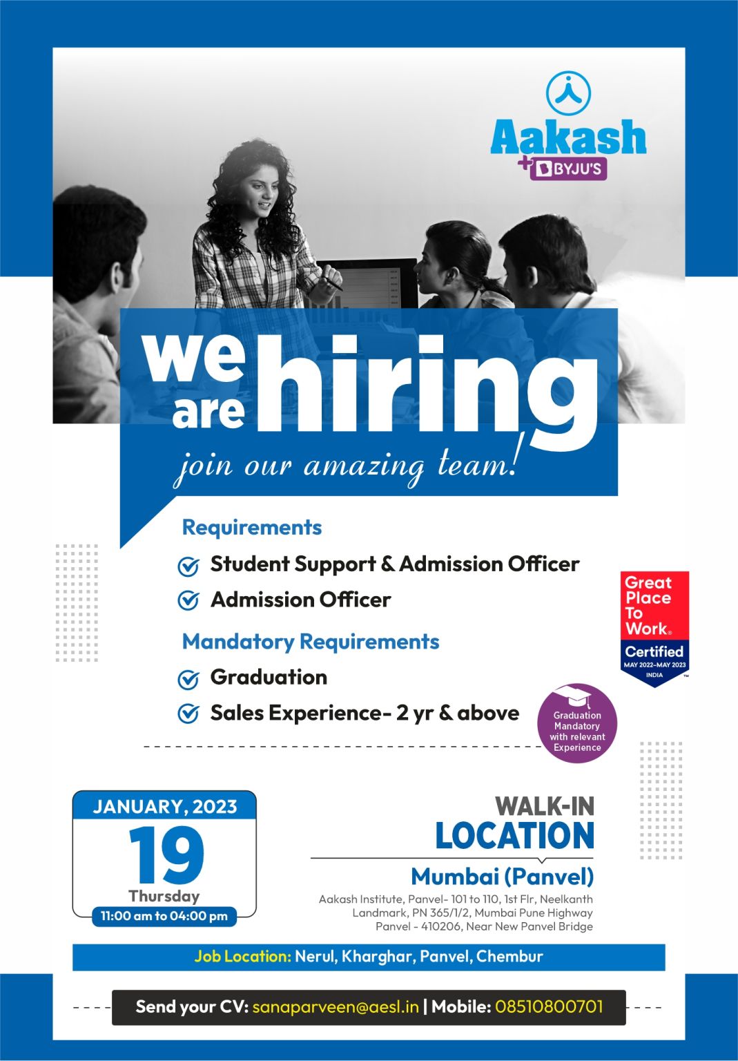 Shraddha Ghorpade on LinkedIn: We are hiring @Navi Mumbai Shraddha Ghorpade on LinkedIn: We are hiring @Navi Mumbai