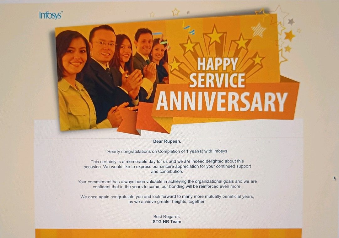 Rupesh Aggarwal on LinkedIn: #infoscion #1stanniversary #thankyou # ... Rupesh Aggarwal on LinkedIn: #infoscion #1stanniversary #thankyou # ...