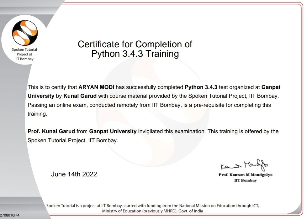 ARYAN MODI on LinkedIn: #ictguni #pythonprogramming #iitbombay ARYAN MODI on LinkedIn: #ictguni #pythonprogramming #iitbombay