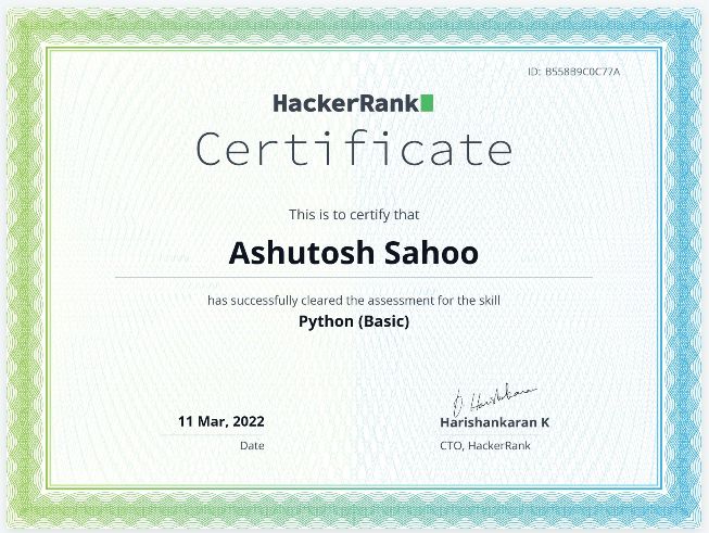 Ashutosh Sahoo on LinkedIn: #python #hackerrank Ashutosh Sahoo on LinkedIn: #python #hackerrank