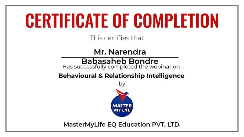 Behavioral & relationship intelligence webinar # | Narendra Bondre Behavioral & relationship intelligence webinar # | Narendra Bondre