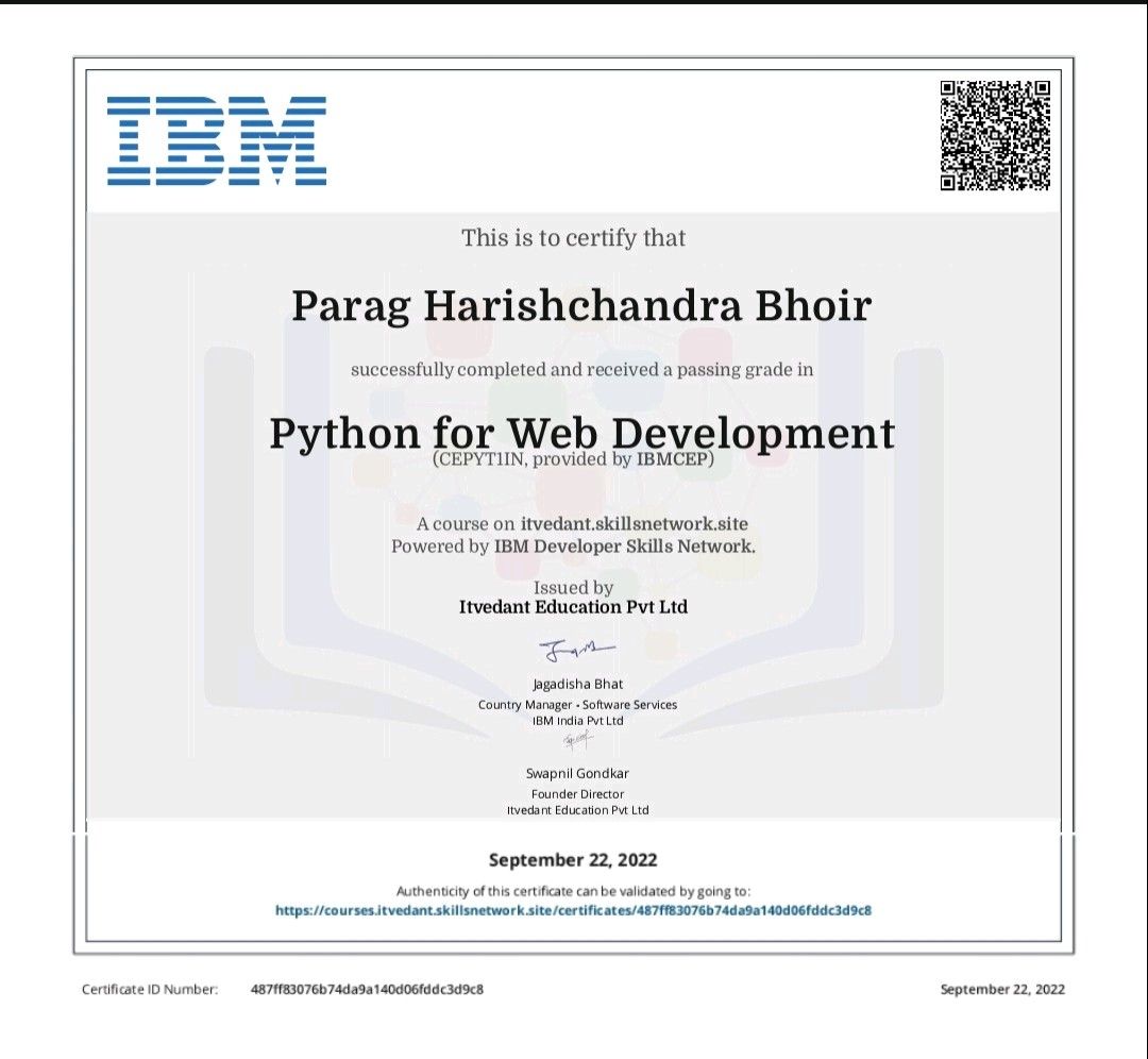 Parag Bhoir on LinkedIn: Python Certification by IBM Parag Bhoir on LinkedIn: Python Certification by IBM