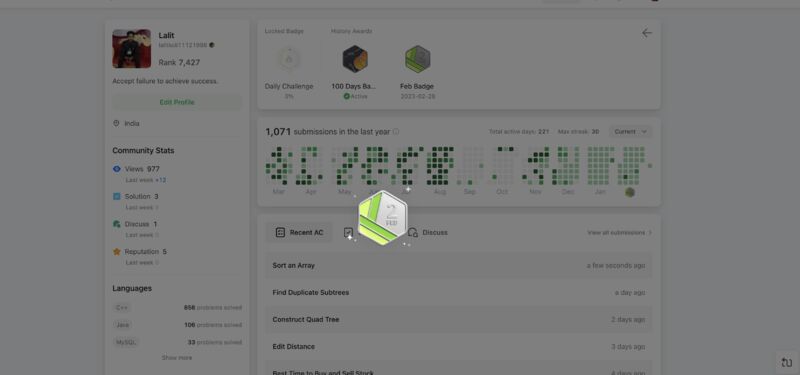 Lalit Kumar on LinkedIn: #linkedinfamily #leetcode #badge #consistency ... Lalit Kumar on LinkedIn: #linkedinfamily #leetcode #badge #consistency ...