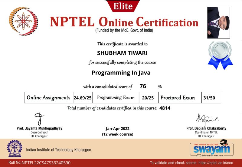 Shubham Tiwari on LinkedIn: #nptel #java #programming Shubham Tiwari on LinkedIn: #nptel #java #programming
