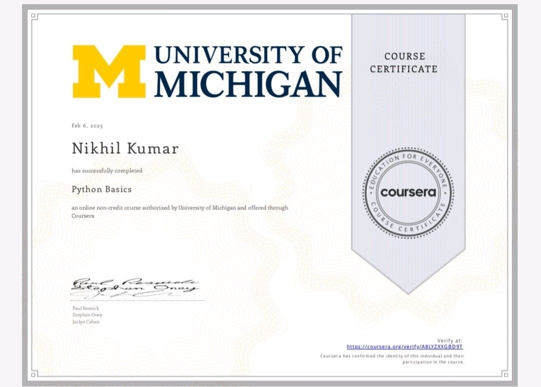 Nikhil Kumar on LinkedIn: #coursera #python #newskills # ... Nikhil Kumar on LinkedIn: #coursera #python #newskills # ...