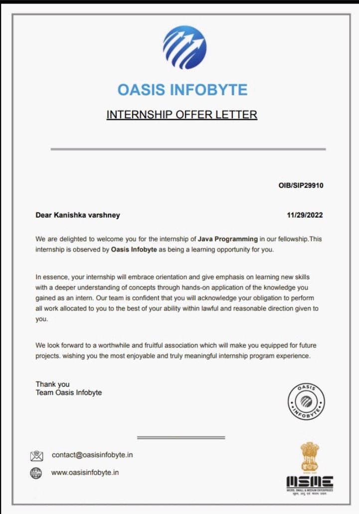Kanishka Varshney on LinkedIn: #intern #java Kanishka Varshney on LinkedIn: #intern #java