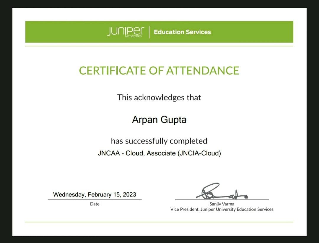 ARPAN GUPTA on LinkedIn: #cloud #juniper ARPAN GUPTA on LinkedIn: #cloud #juniper