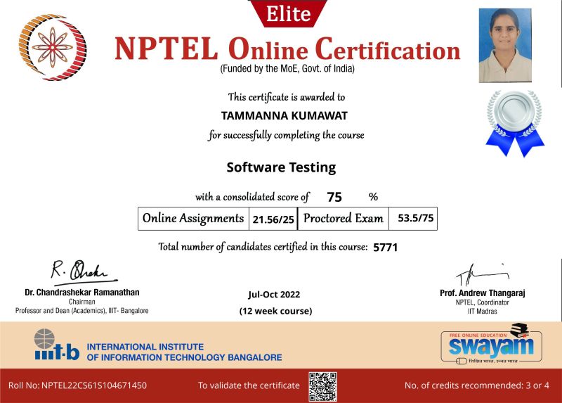 Nptel Online Certification for SOFTWARE TESTING Falls under the ... Nptel Online Certification for SOFTWARE TESTING Falls under the ...