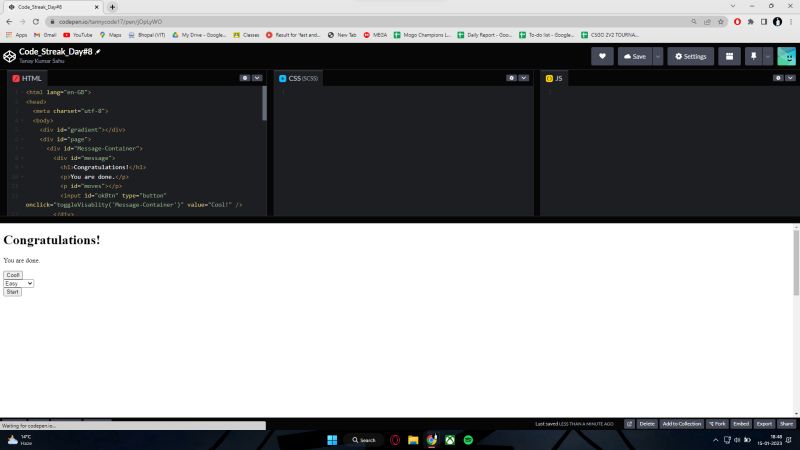Tanay Kumar Sahu on LinkedIn: #20dayscodestreak #day8 #vitbhopalgaming ... Tanay Kumar Sahu on LinkedIn: #20dayscodestreak #day8 #vitbhopalgaming ...