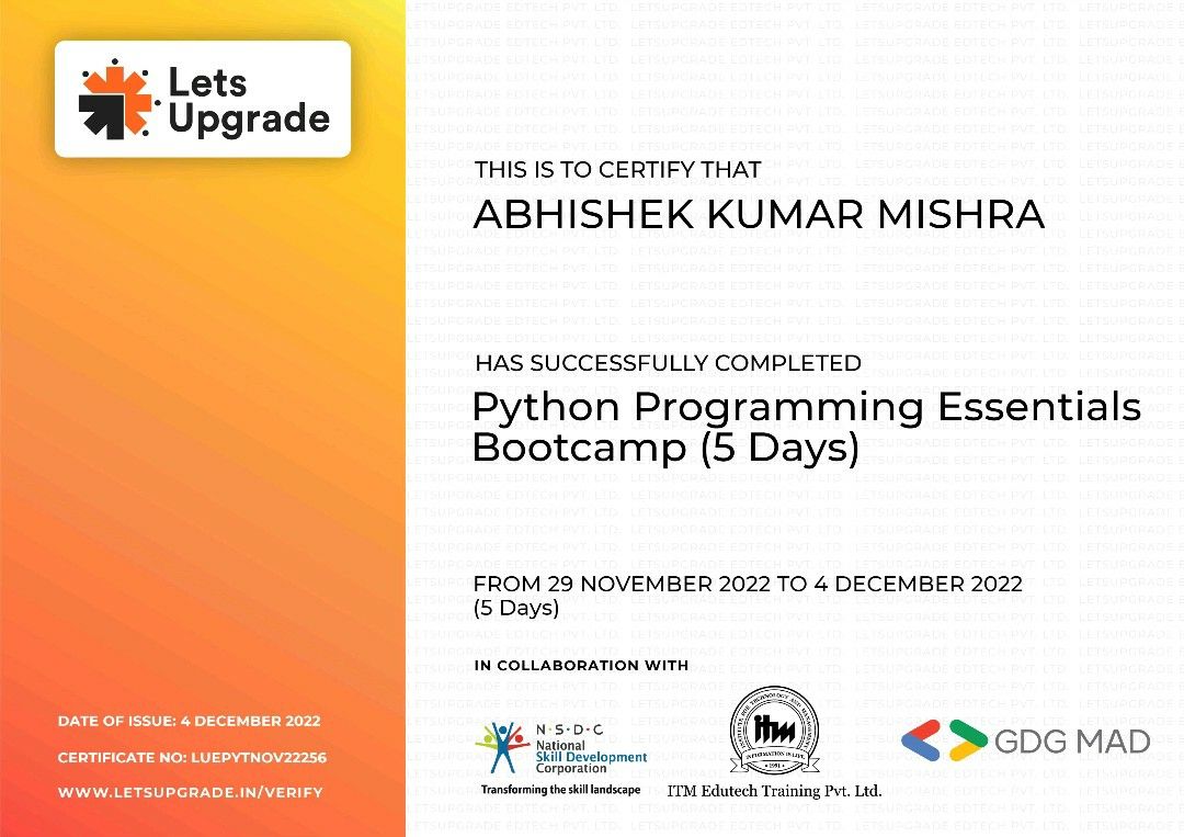 Abhishek Kumar Mishra on LinkedIn: #python #pythonprogramming #bootcamp ... Abhishek Kumar Mishra on LinkedIn: #python #pythonprogramming #bootcamp ...