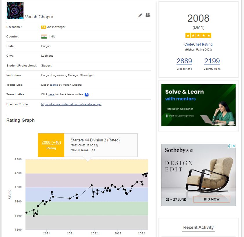 Vansh Chopra on LinkedIn: #codechef #5star #competitiveprogramming | 50 ... Vansh Chopra on LinkedIn: #codechef #5star #competitiveprogramming | 50 ...