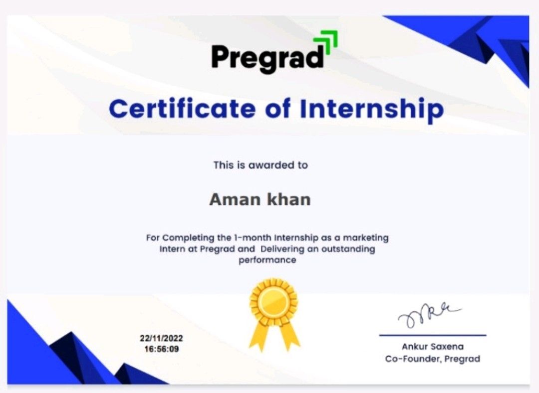 Aman Khan on LinkedIn: #pregrad #marketing #internship #learningeveryday Aman Khan on LinkedIn: #pregrad #marketing #internship #learningeveryday