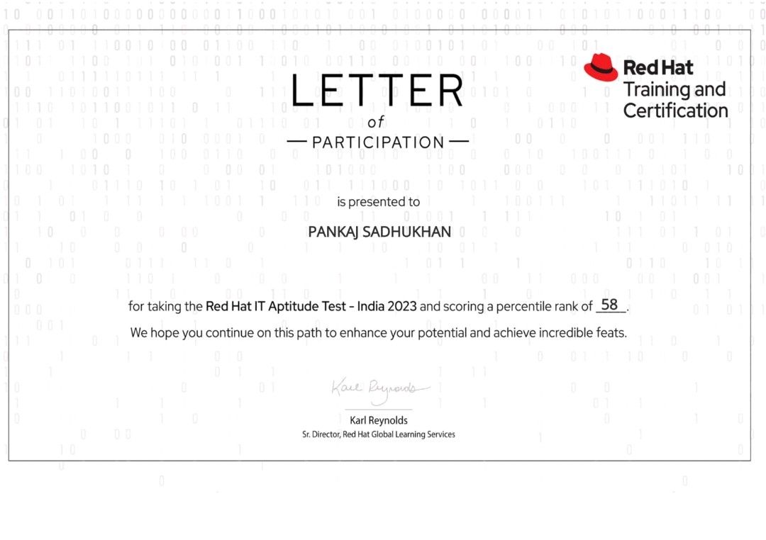 Pankaj Sadhukhan on LinkedIn: #redhat #redhatcertification #aptitudetest Pankaj Sadhukhan on LinkedIn: #redhat #redhatcertification #aptitudetest