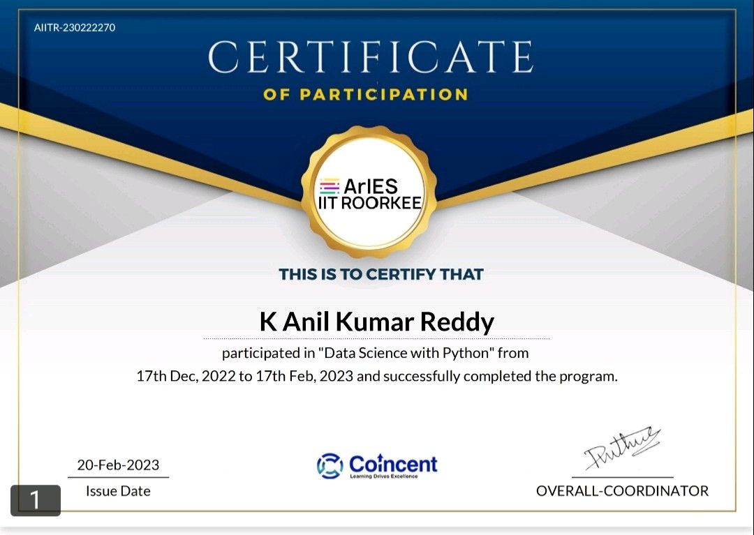 #python #datascience | Anil kumar Reddy Korivi #python #datascience | Anil kumar Reddy Korivi