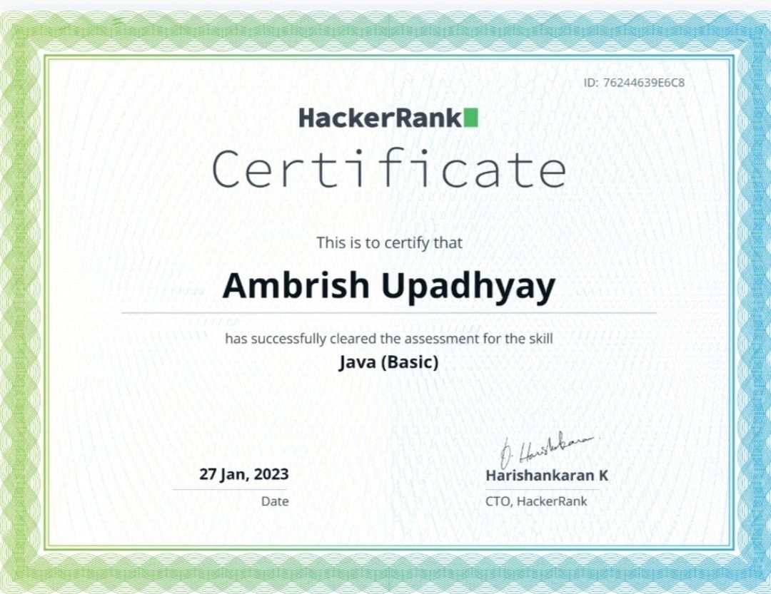 Ambrish Upadhyay on LinkedIn: #hackerrank #java Ambrish Upadhyay on LinkedIn: #hackerrank #java