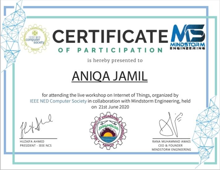 ENGR. ANIQA JAMIL on LinkedIn: #internetofthings #workshop #ieeencs # ... ENGR. ANIQA JAMIL on LinkedIn: #internetofthings #workshop #ieeencs # ...