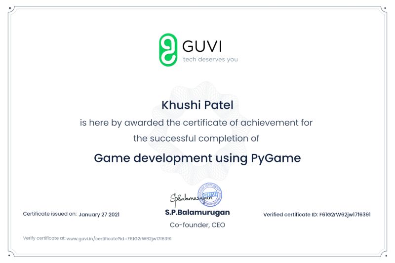 Khushi Patel on LinkedIn: #guvi #gamedevelopment #pygame #python # ... Khushi Patel on LinkedIn: #guvi #gamedevelopment #pygame #python # ...