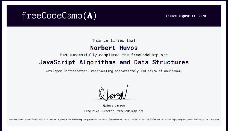 Norbert Huvos on LinkedIn: #javascript #certificate # ... Norbert Huvos on LinkedIn: #javascript #certificate # ...
