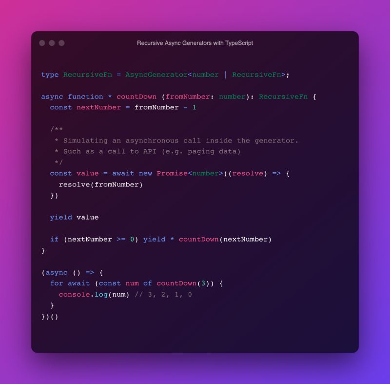 William Queiroz on LinkedIn: #typescript #async #generators William Queiroz on LinkedIn: #typescript #async #generators