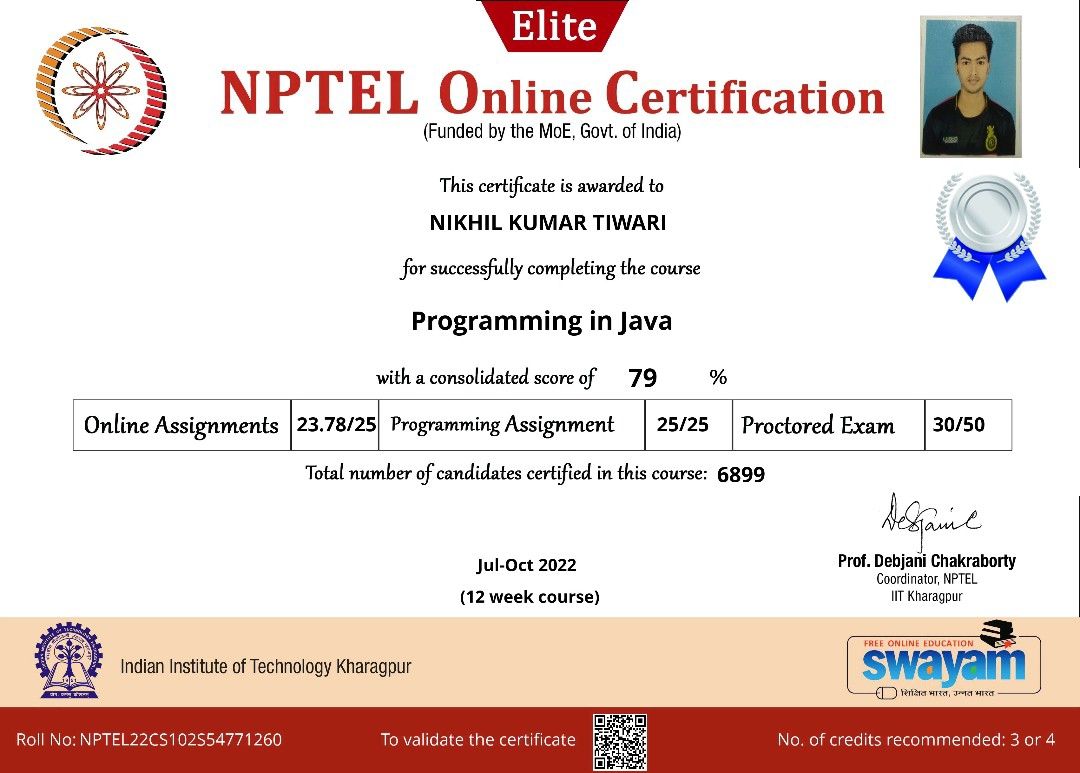 Nikhil Tiwari on LinkedIn: #nptel #iitkharagpur #java Nikhil Tiwari on LinkedIn: #nptel #iitkharagpur #java