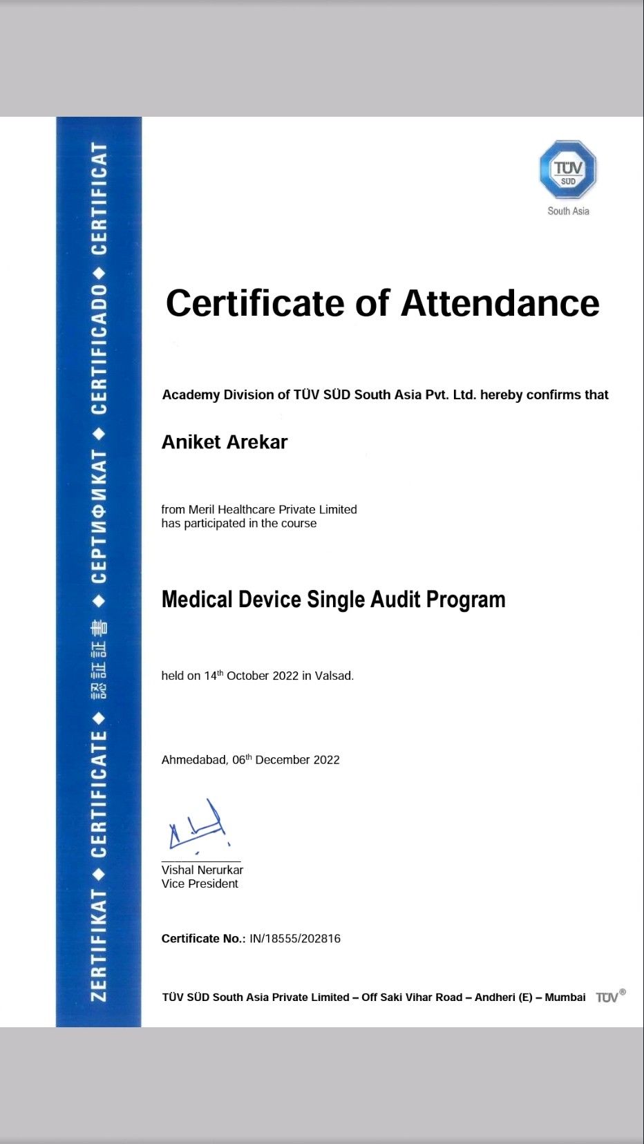 Participated in the MDSAP Single Audit Program from TUV SUD. | Aniket ... Participated in the MDSAP Single Audit Program from TUV SUD. | Aniket ...