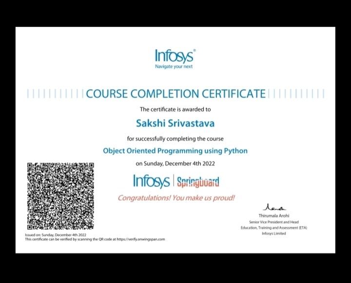 Sakshi Srivastava on LinkedIn: #infytqspringboard #programming #engineering Sakshi Srivastava on LinkedIn: #infytqspringboard #programming #engineering