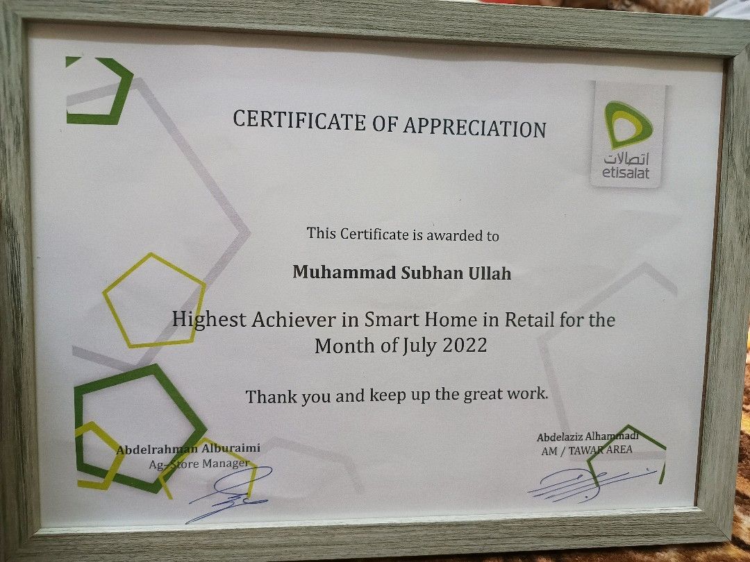 Muhammad Subhan Ullah on LinkedIn: Appreciation from Etisalat UAE for ... Muhammad Subhan Ullah on LinkedIn: Appreciation from Etisalat UAE for ...