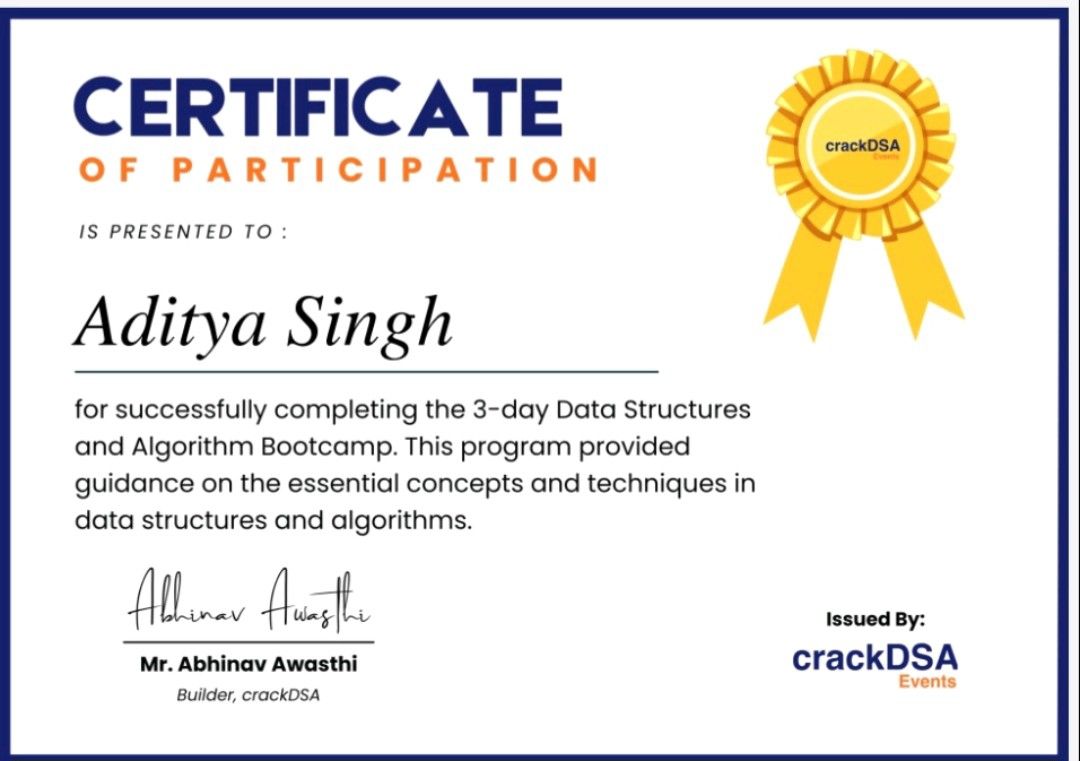 #dsa #bootcamp | Aditya Singh #dsa #bootcamp | Aditya Singh