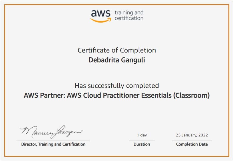 Debadrita Ganguli on LinkedIn: #awstraining #awscloudpractitioner Debadrita Ganguli on LinkedIn: #awstraining #awscloudpractitioner