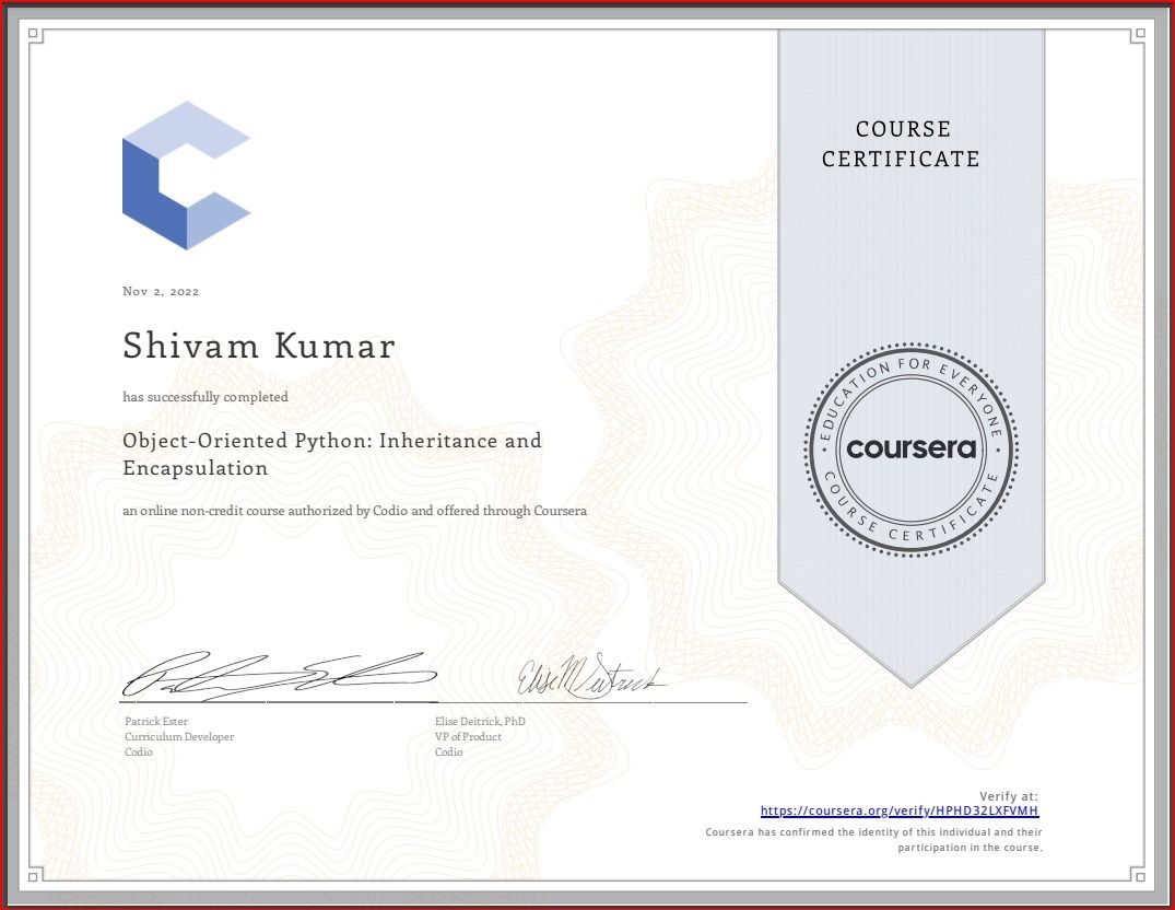 SHIVAM KUMAR on LinkedIn: #python #coursera SHIVAM KUMAR on LinkedIn: #python #coursera
