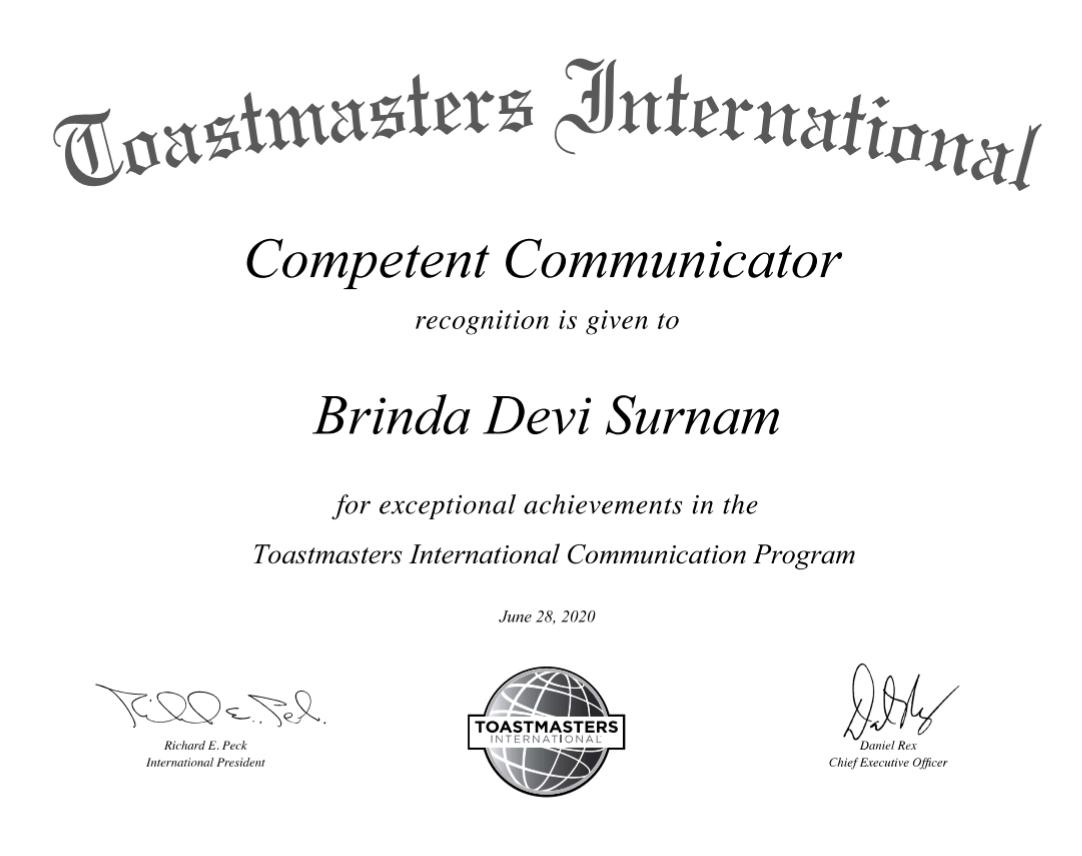 Finally received my e certificate from Toastmasters International ... Finally received my e certificate from Toastmasters International ...
