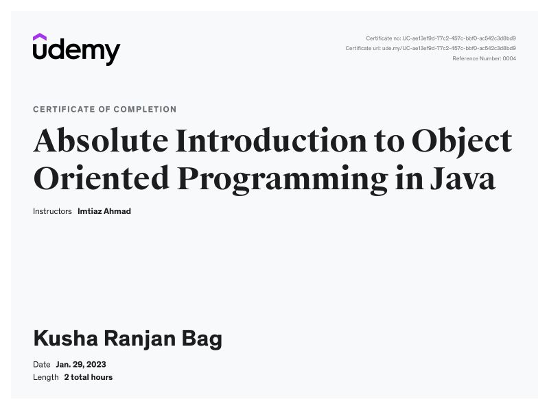 Kusha Ranjan Bag on LinkedIn: #oops #java #udemy Kusha Ranjan Bag on LinkedIn: #oops #java #udemy