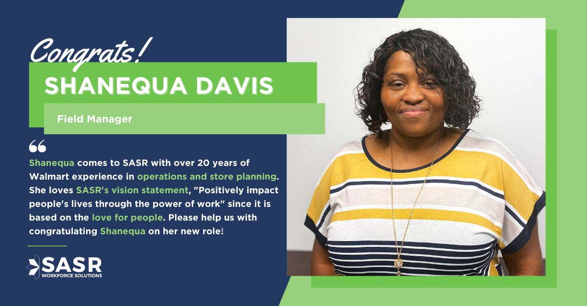 Congratulations to Shanequa Davis for helping us here at SASR grow ... Congratulations to Shanequa Davis for helping us here at SASR grow ...