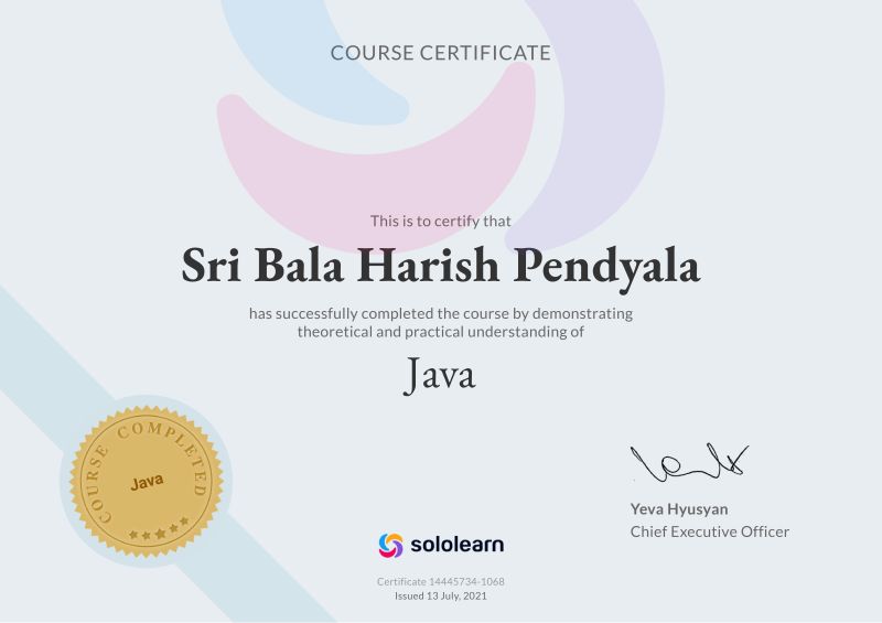 Sri Bala Harish Pendyala on LinkedIn: Self learning Java course ... Sri Bala Harish Pendyala on LinkedIn: Self learning Java course ...