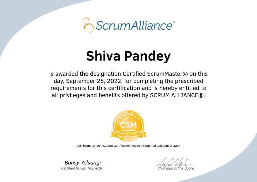 Shiva Pandey on LinkedIn: #scrum #scrumalliance #scrummaster Shiva Pandey on LinkedIn: #scrum #scrumalliance #scrummaster