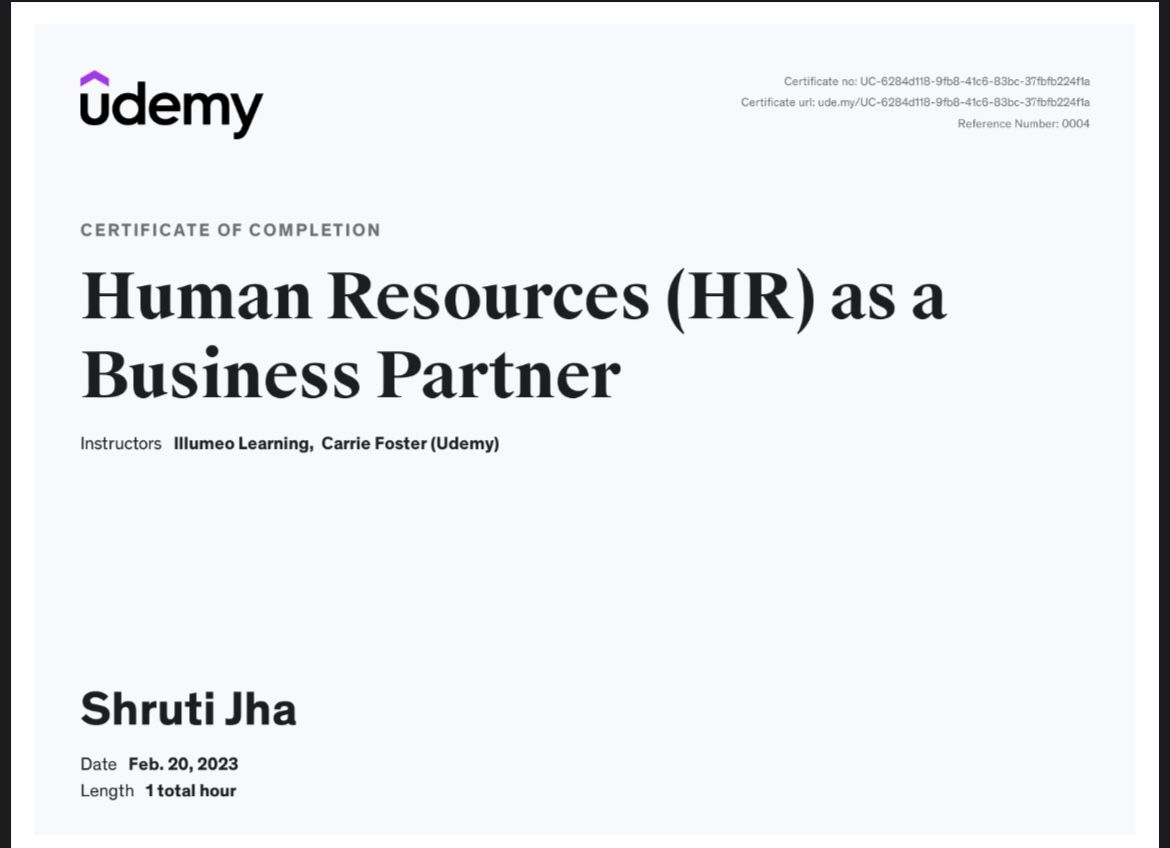 Shruti Jha on LinkedIn: #humanresource #udemy #udemycourses #hrexecutive Shruti Jha on LinkedIn: #humanresource #udemy #udemycourses #hrexecutive