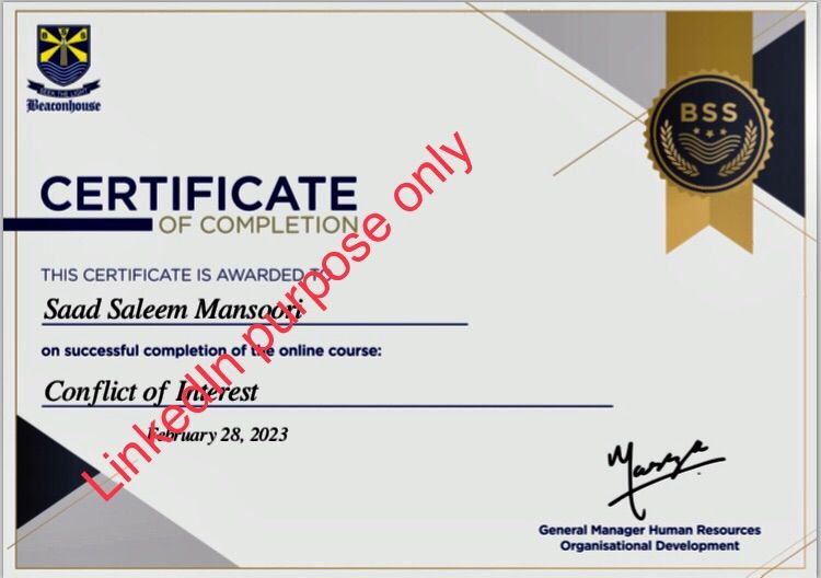 Saad Saleem Mansoori on LinkedIn: Conflict of Interest Certificate ... Saad Saleem Mansoori on LinkedIn: Conflict of Interest Certificate ...