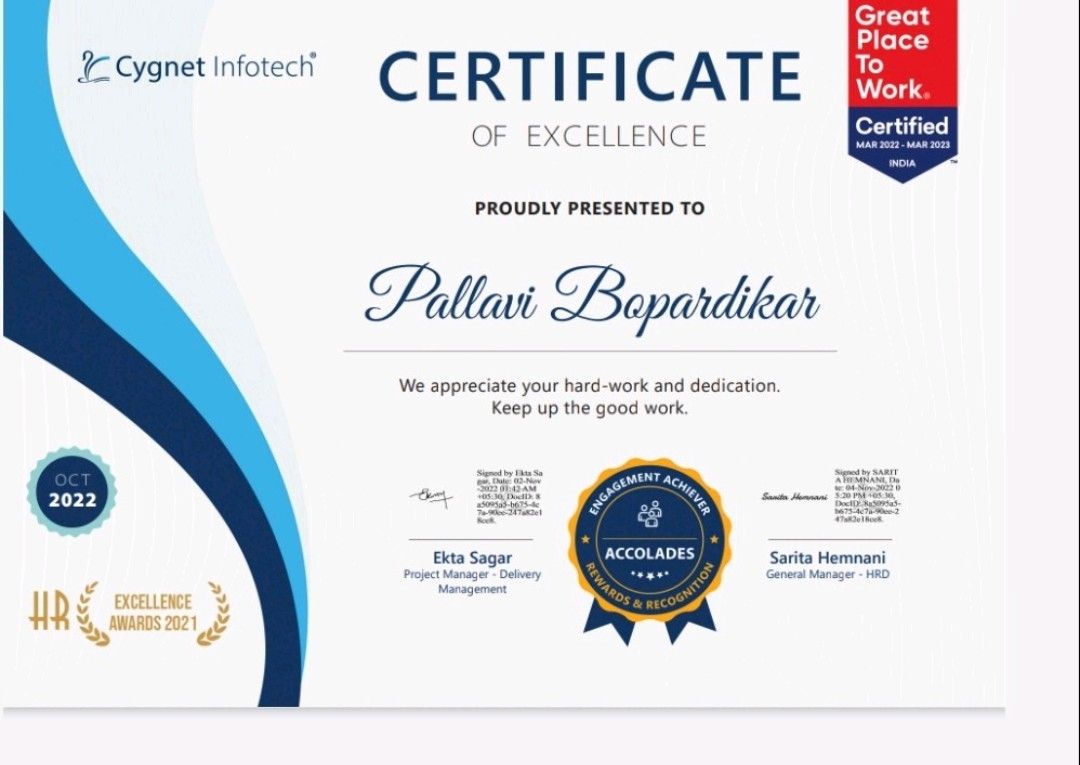 Pallavi Bopardikar on LinkedIn: Thank You Cygnet Infotech Ekta Sagar ... Pallavi Bopardikar on LinkedIn: Thank You Cygnet Infotech Ekta Sagar ...
