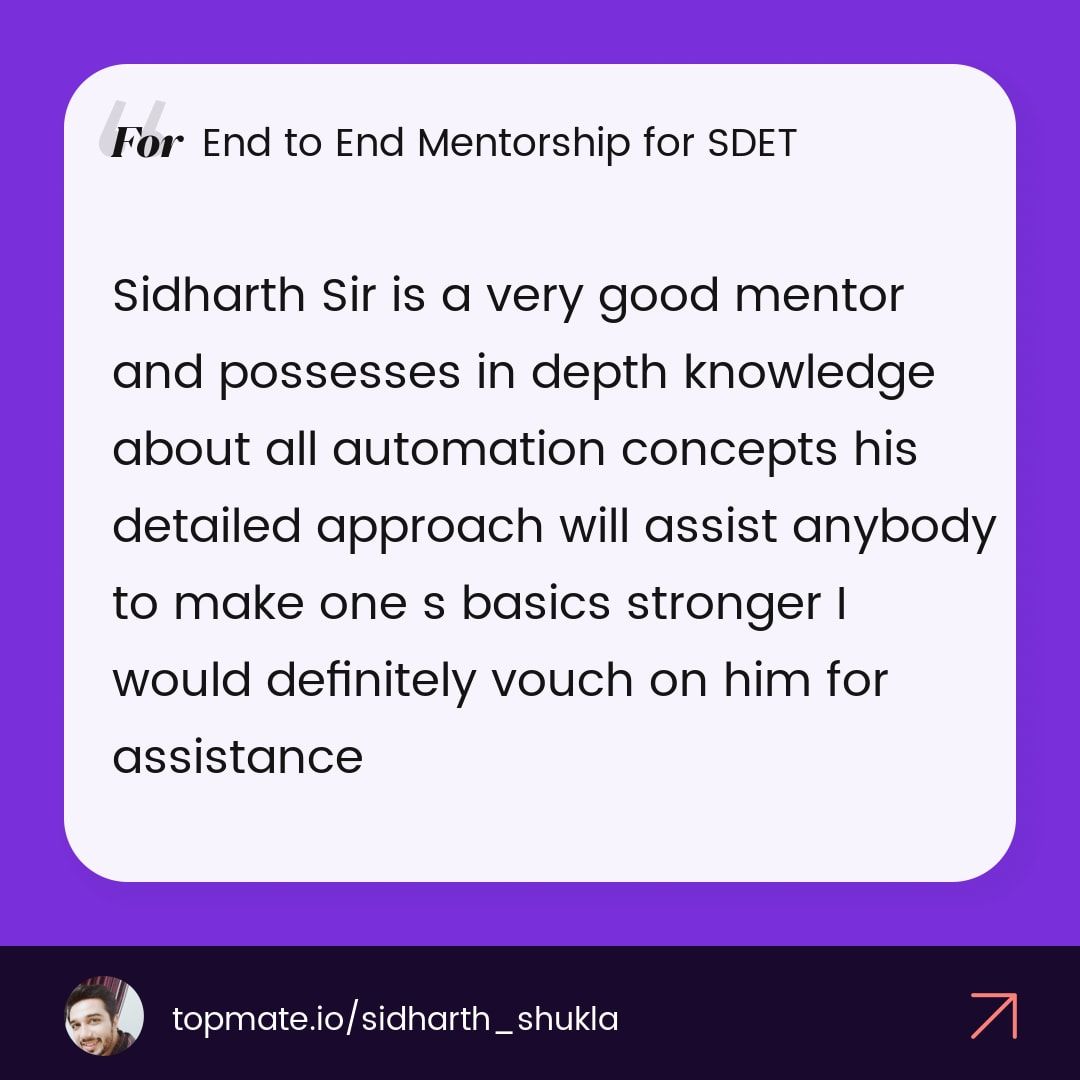 Sidharth Shukla on LinkedIn: #automation #testautomation # ... Sidharth Shukla on LinkedIn: #automation #testautomation # ...