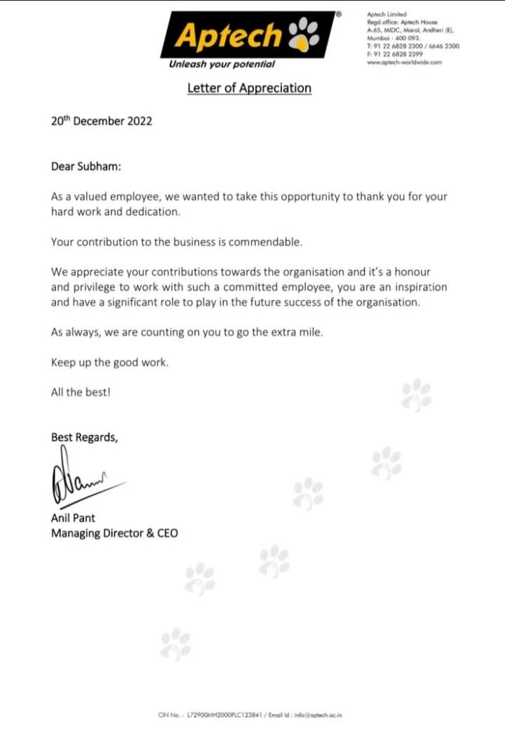 SUBHAM KUMAR THAKUR on LinkedIn: #rewardsandrecognition #aptech SUBHAM KUMAR THAKUR on LinkedIn: #rewardsandrecognition #aptech